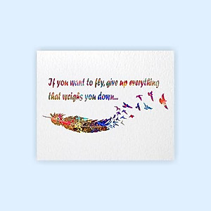 Dignovel Studios 8X10 Unframed Feather Motivational Inspirational Inspiring Quotes Watercolor Art Print Poster Home Decor DN505