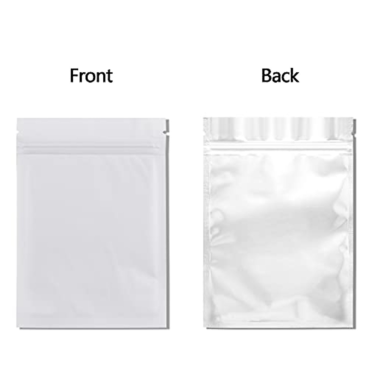 100 Pack Smell Proof Bags 3 x 4 Inch Resealable Mylar Bags Foil Pouch Flat Bag with Clear Window White