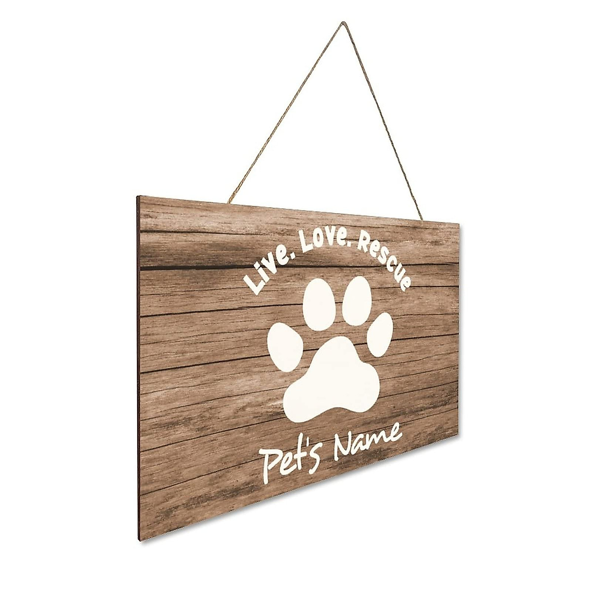 SUQINFA Custom Live Love Dog Paw Dog Sign Hanging Door Sign, Personalized Pet Name Puppy Wall Sign, Customized Dog House Wooden Plaques Wall Art for Home Garden Yard Decor