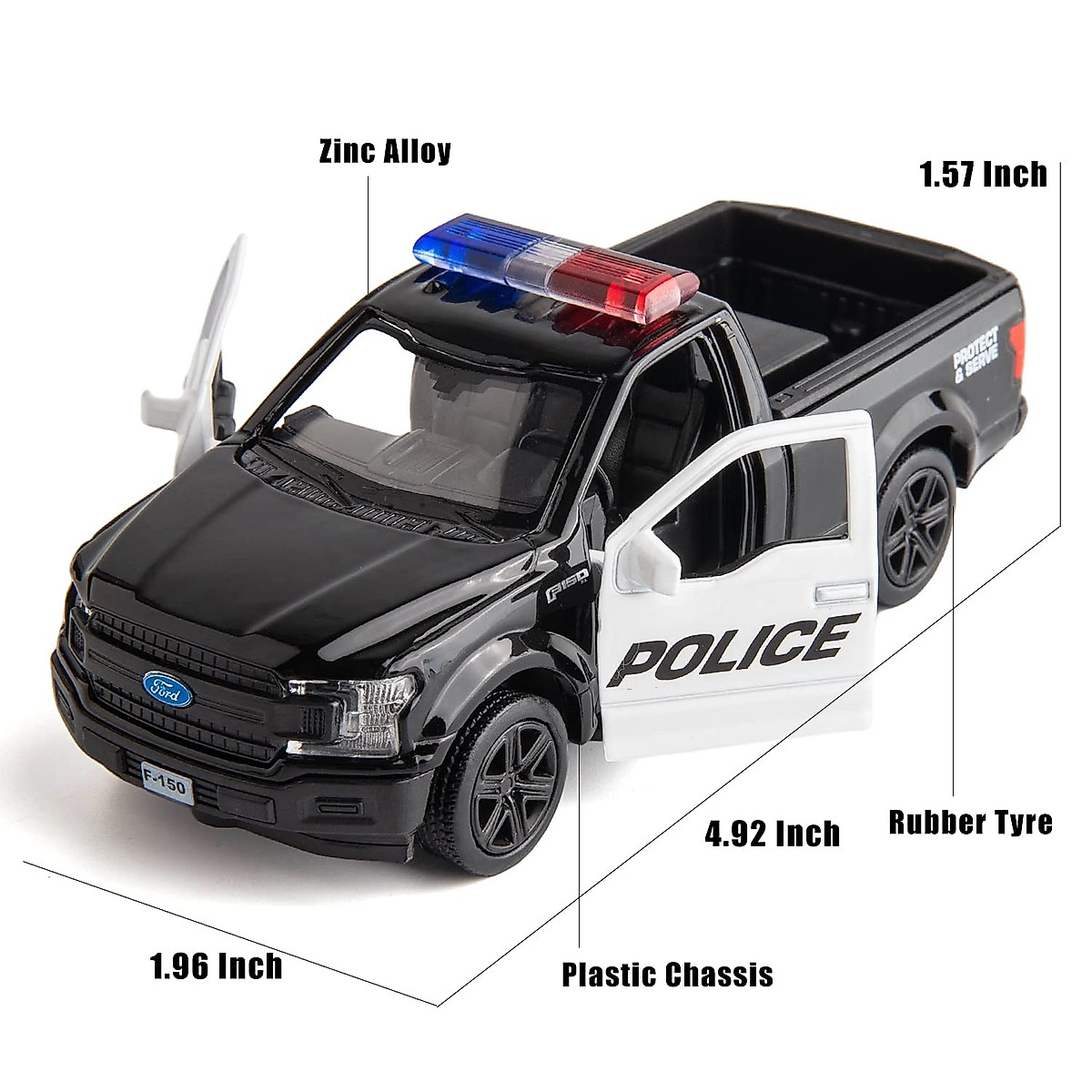 RMZ City Compatible for 5" Diecasting Alloy Car Model Ford F-150 Police Car Toy Car