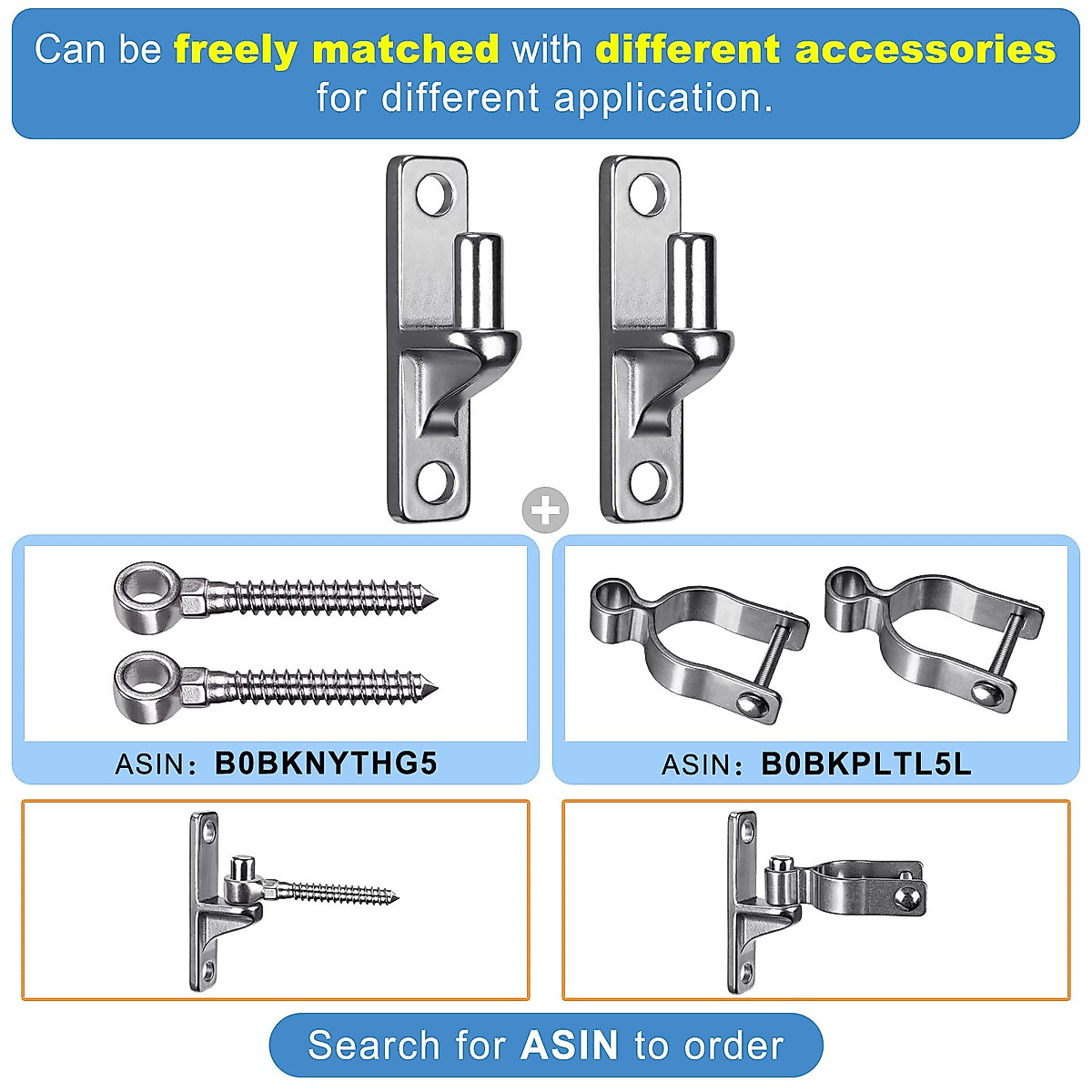 Insaga Cast Gate Hinges Heavy Duty, 304 Stainless Steel Wall Mount Gate Hinge with 5/8'' Pin, Durable Farm Gate Hinge, Non-Welded Fence Gate Hinge, Chain Link Fence Hinge, 2Pcs