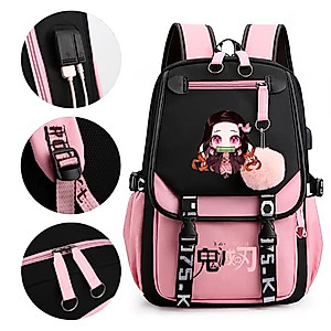 Cihuiung Anime Backpack with USB Charging Port Suitable for Work,Traveling,Camping,Bookbag for Unisex 17.7 in