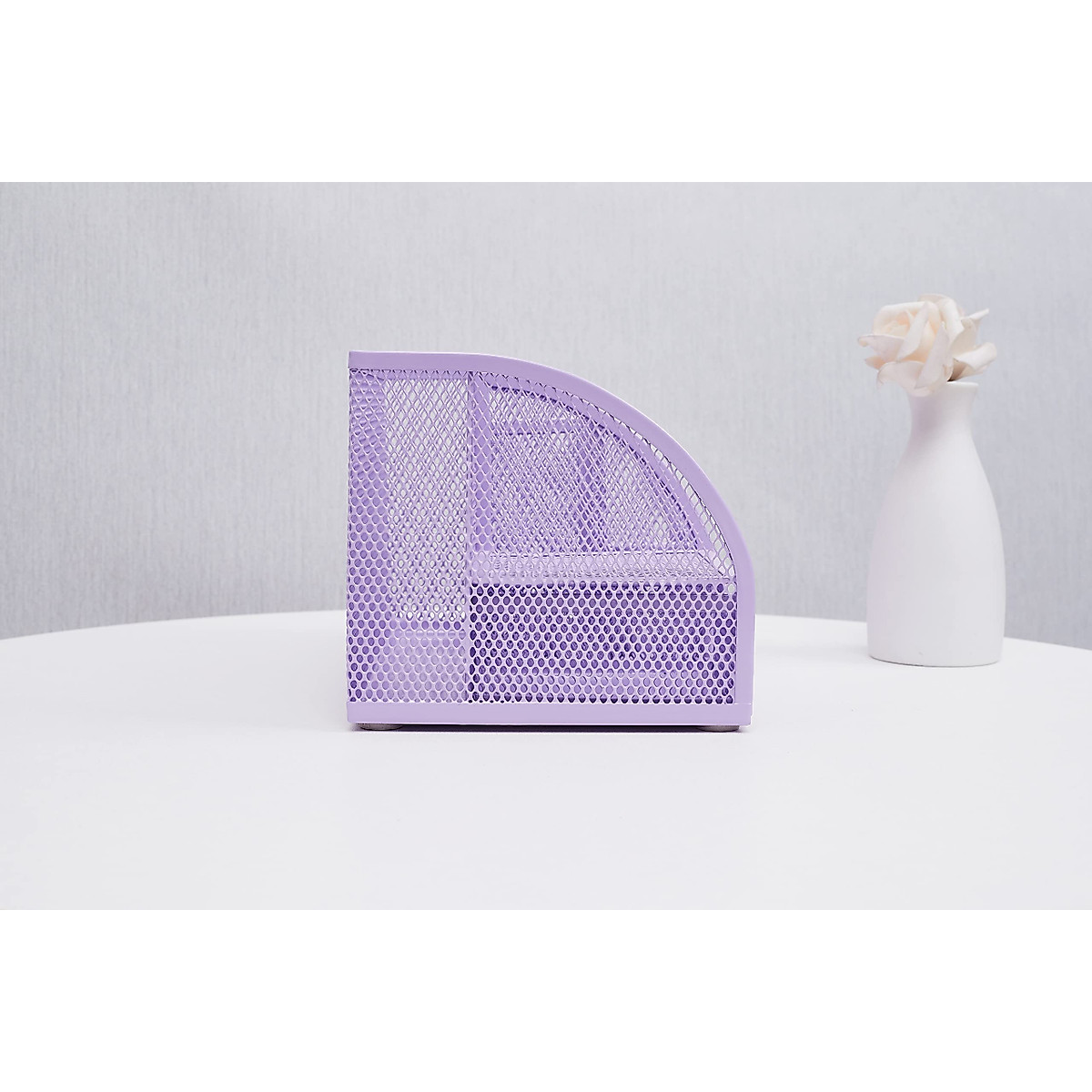 Annova Mesh Desk Organizer Office with 7 Compartments + Drawer/Desk Tidy Candy/Pen Holder/Multifunctional Organizer - Light Purple / Lavender