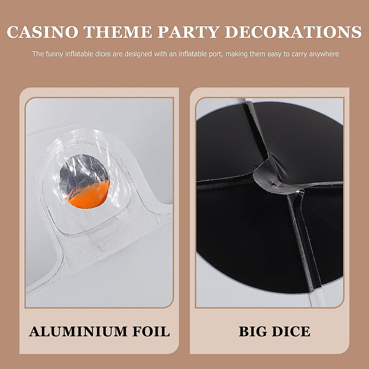 5pcs Square Dice Balloons Aluminum Dice Foil Balloons Cube Balloons for Theme Party Decorations,White