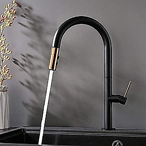 Kitchen & Bath Fixtures Taps Faucet,Electroplating Pull Faucet Kitchen Sink Sink Hot and Cold Water Mixer Wholesale, Black,Black