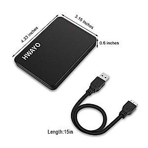 HWAYO 1TB Portable External Hard Drive Ultra Slim 2.5'' USB 3.0 HDD Storage for PC, Desktop, Laptop, MacBook, Chromebook, Xbox One