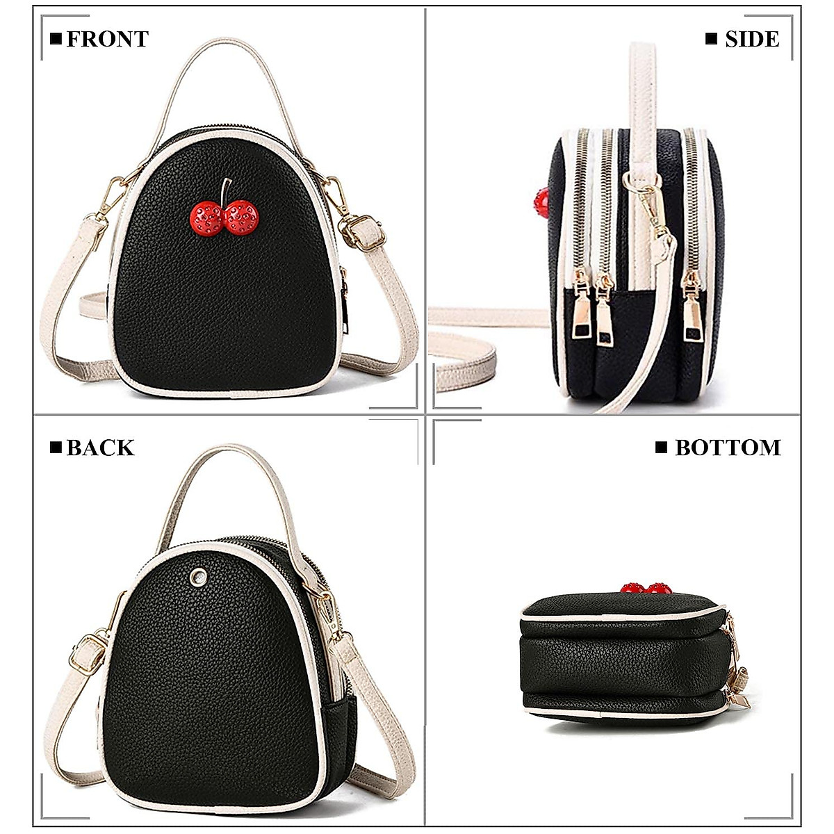 Small Leather Crossbody Bags Shoulder Bag for Women Stylish Ladies Messenger Bags Cell Phone Purse and Handbags Wallet (Cherry - Dark Green)