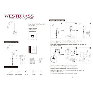 Westbrass KD07A-26 17" Single Handle Kitchen Faucet with Adjustable Pull Down Sprayer, Polished Chrome