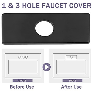 Litoexpe 6 Inch Sink Hole Cover Deck Plate for Bathroom or Kitchen Faucet 1-3 Hole, Matte Black Stainless Steel Sink Hole Escutcheon Plate