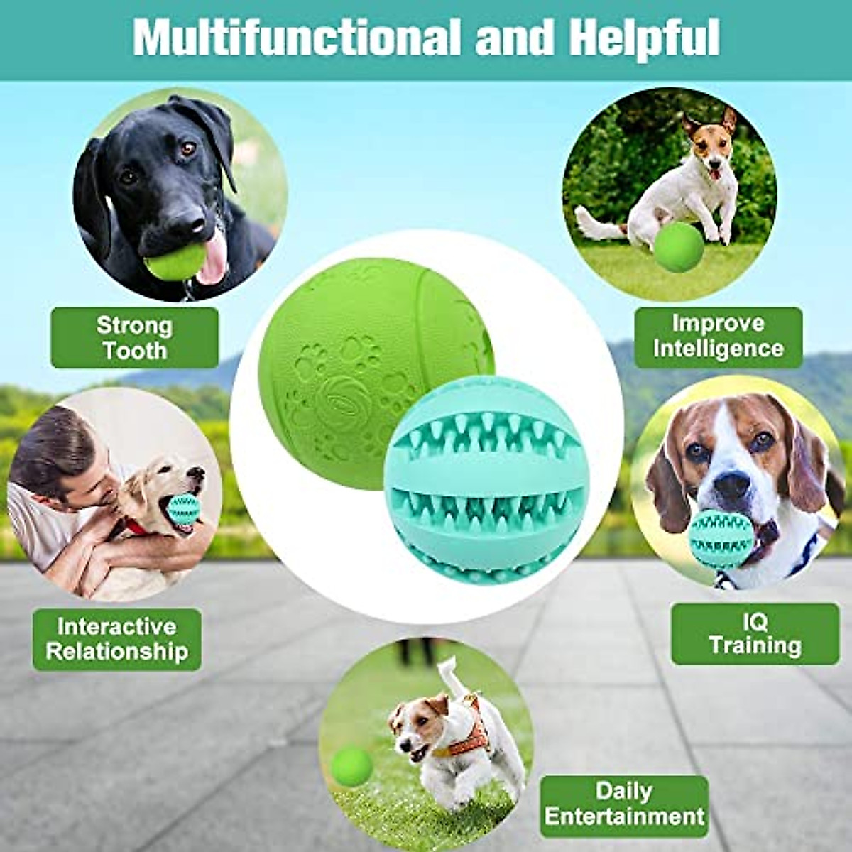 HIPPIH Dog Puzzle Toy 2 Pack, Interactive Dog Toys for Treat Dispensing, Durable Puppy Toys for Teething Small Dogs, Dog Treat Ball for Teeth/Slow Feeder/IQ Training/Playing