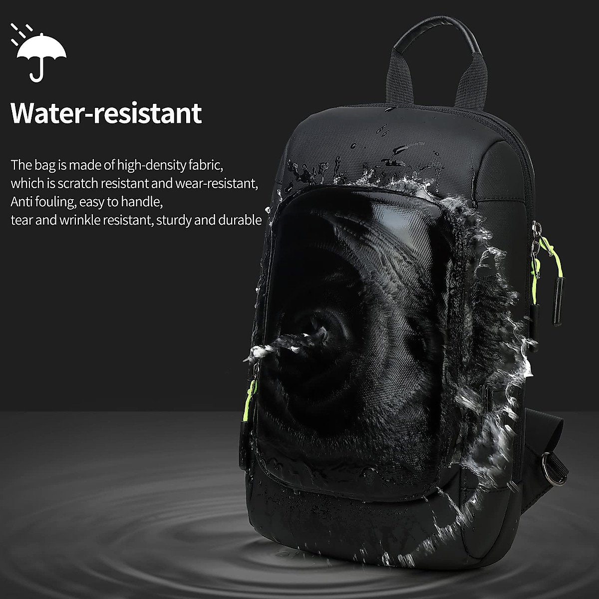 Aamytike Crossbody Sling Bag,Waterproof Sling Backpack for Men with USB Charging Port Lightweight Casual Daypack
