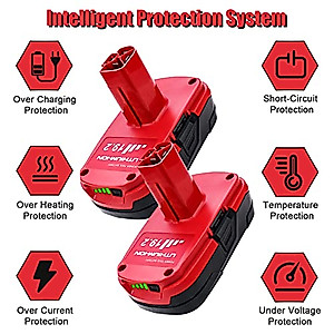 2Packs 3.0Ah Lithium Replacement Battery for Craftsman 19.2V Battery DieHard C3 130279005 Battery XCP 1323903 130211004 11045 315.115410 315.11485 Compatible with Craftsman 19.2 Volt Power Tools