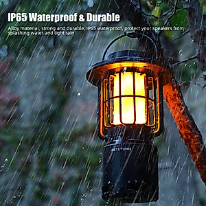 RETEYUNG Outdoor Bluetooth LED Flame Light Speaker With Wall Mount/Hook, IP65 Waterproof for Patio/Party/Camping - Portable Wireless for Men Women Fathers