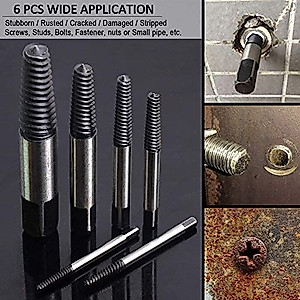 6Pcs Damaged Screw Extractor Set Chrome Vanadium Steel Damaged Bolt Screw Extractor Remover Broken Bolt Stripped Screw Extractor Kit