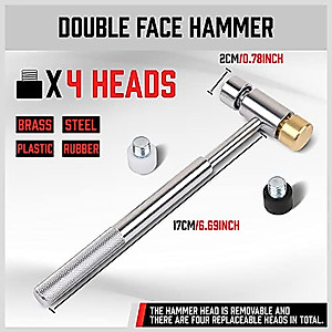 SEDY 18-Pieces Roll Pin Punch Set, Roll Pin Starter Punch, Brass, Steel, Plastic Punches & Brass/Polymer Hammer. Red Storage Carring Case provided