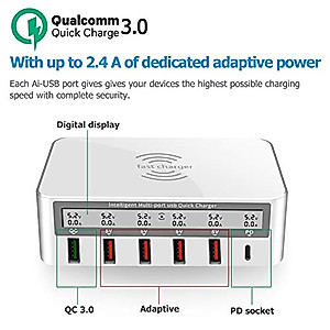 USB Fast Charger FUHAOXUAN Multi-Port 100W-6 Port USB Fast Charging Station Charger 3.0 QC 3.0 for iPhone Xs iPhone 11/11 Pro / 11 Pro Max iPhone X/XR/XS/XS Max iPhone 8/8 Plus