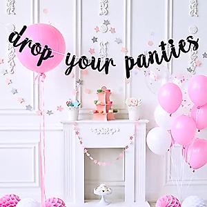 Black Glitter Drop Your Panties Banner - Lingerie Shower Decorations - Wedding/Bachelorette/Birthday Party Decorations Supplies