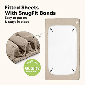 Waterproof Crib Sheets for Boys, Girls - 2-Pack Fitted Crib Sheet, Waterproof Crib Mattress Protector, Viscose from Bamboo Crib Sheets Neutral, Baby Crib Mattress Sheet, Toddler Bed Sheets (Ecru)