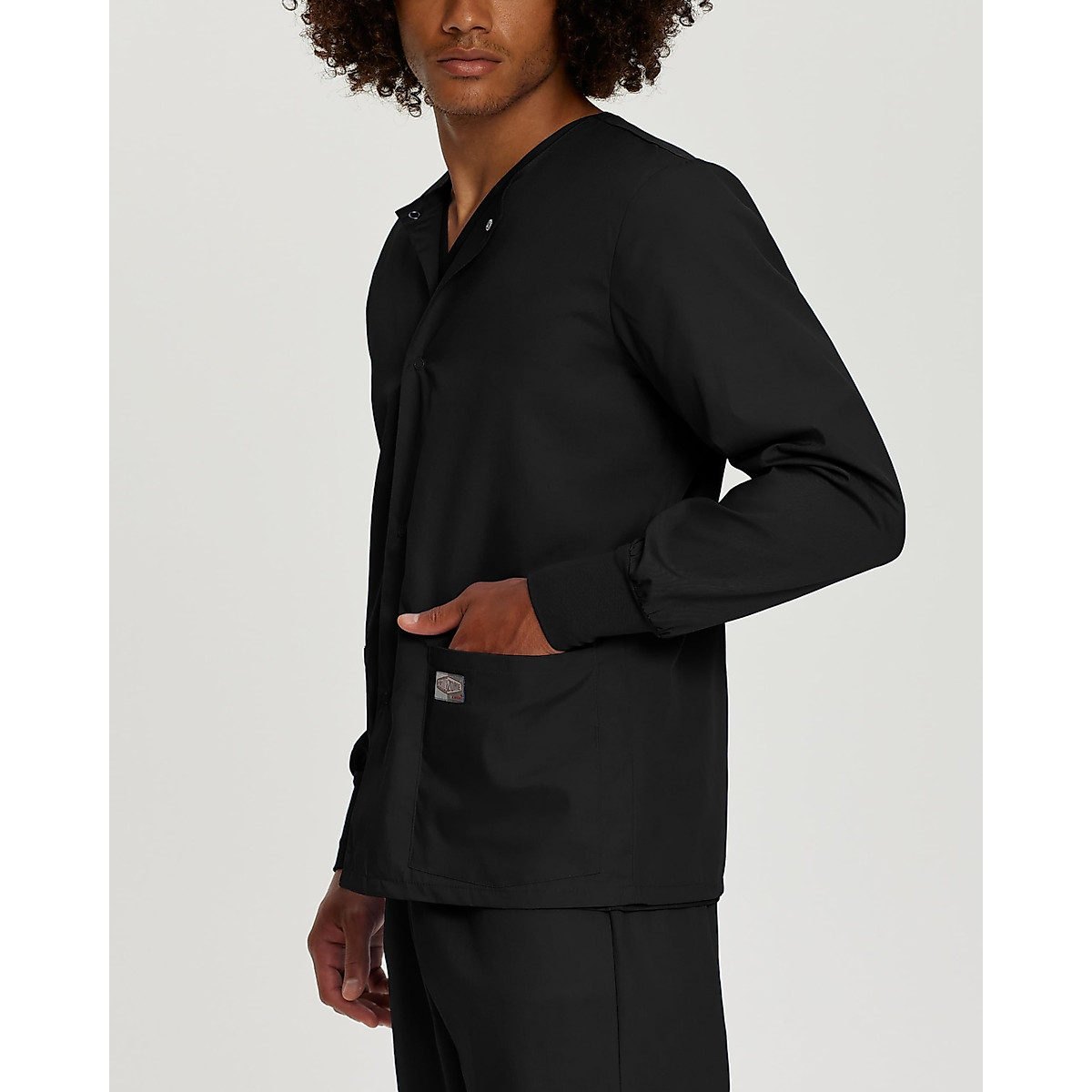 Landau Scrub Zone Unisex Relaxed Fit 2-Pocket Snap-Front Scrub Jacket 75231 Black 5XL