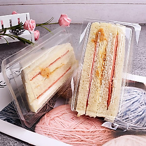Hemoton 100pcs Clear Plastic Sandwich Packing Box Triangle Sandwich Holder Transparent Sandwich Container for Takeout and Lunch Packing