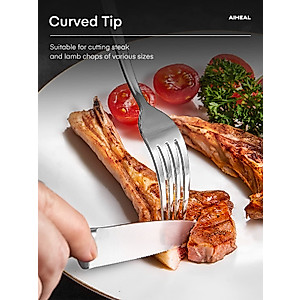 Aiheal Steak Knives, Stainless Steel Steak Knives Set of 12, Never Needs Sharpening Dinner Steak Knife Set, 4.5 Inch Sharp Micro Serrated Steak Knives