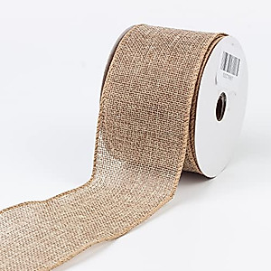 NOYI TRAXD Solid Wired Edge Ribbon Cross Royal Burlap Ribbon for Gift Wrapping Home Decor (Burlap, 2.5" x 10 Yards (30 feet))