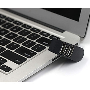 3 Ports USB 2.0 Rotatable HUB, USB to 3USB 2.0 Converter 90° 180° 270° Degree for PC Laptop Notebook Tablet (White)