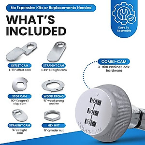 FJM Security Combi-Cam 7850R-XL Combination Cam Lock, 1-3/8" Chrome Finish