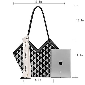 The Quilted Tote Bag Womens Purses and Handbags Top Handle Handbags for Ladies Satchel Handbags for Women(Black6)