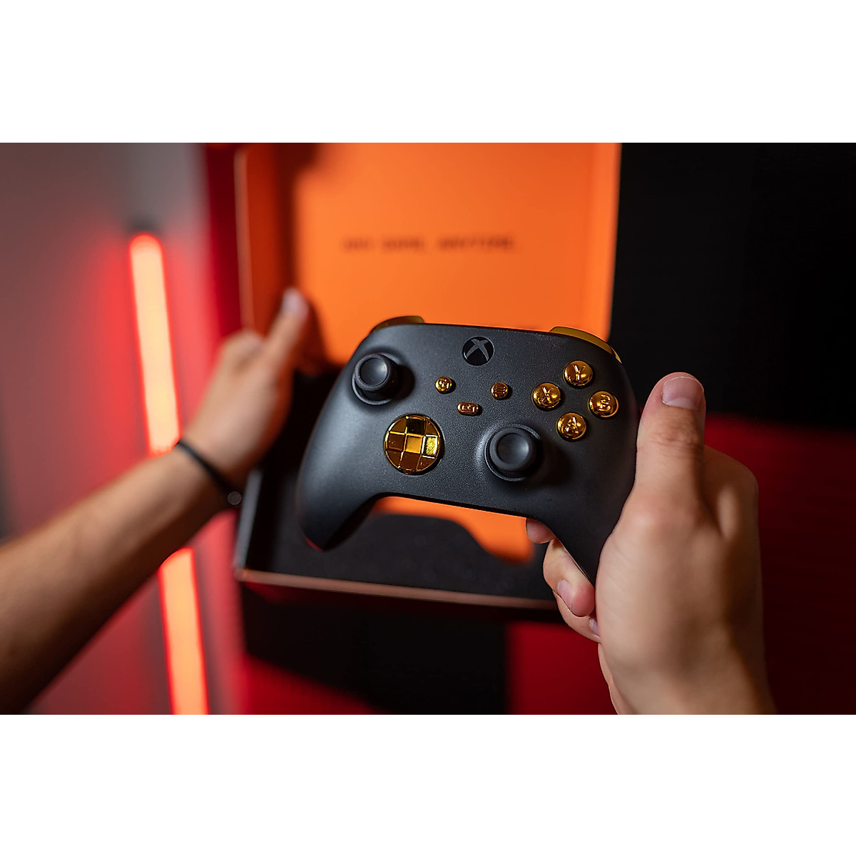 MODDEDZONE Custom Wireless UNMODDED Controller for Xbox One S/X and PC with Exclusive and Unique Designs - The Perfect Gaming Gift for Enthusiasts, Expertly Crafted in the USA - Black/Gold