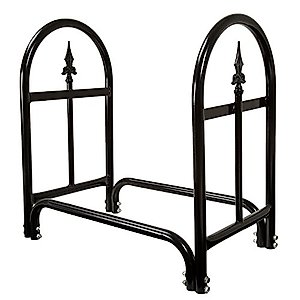 Pure Garden Alloy Steel 50-127 Fireplace Log Rack with Finial Design, Black