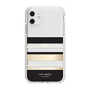 kate spade new york Park Stripe Case for iPhone 11 - Defensive Hardshell with Cream Bumper