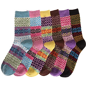 EBMORE Womens Wool Socks Thermal Hiking Winter Boot Warm Thick Cozy Crew Comfy Work Socks for Ladies 19 Pairs(Snowflake & Heart)