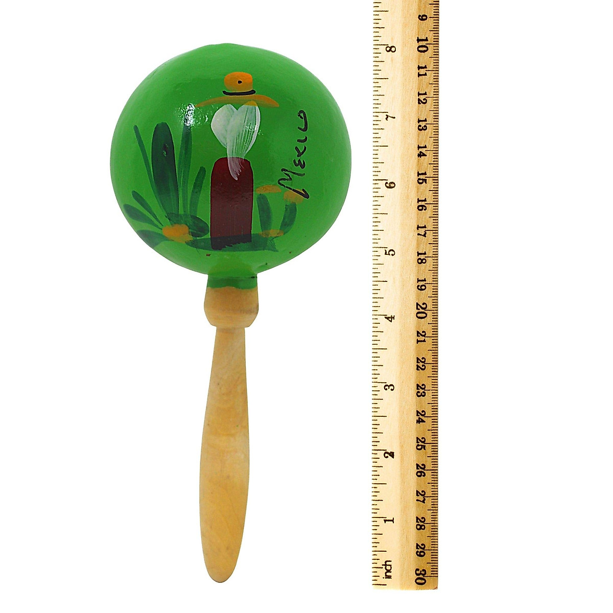 Needzo Maracas Musical Instrument, Large Colorful Wooden Pair with Hand Painted Flower Design, Latin Percussion for Adults, 8 Inches