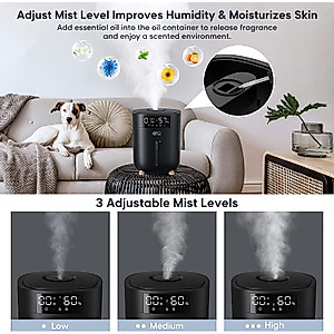 Humidifiers for Bedroom Large Room - Smart 8L Top Fill Cool Mist Humidifiers for Home, Nursery, Baby, Plant with Essential Oil Diffuser, Ultrasonic Air Humidifier with Adjustable 360° Rotation Nozzle