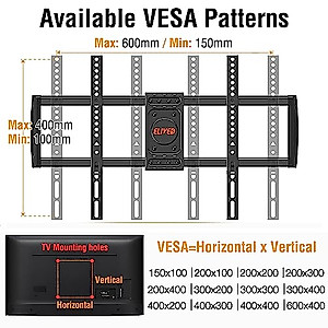 ELIVED TV Wall Mount for Most 37-82 Inch OLED QLED TVs, 8 Ball Bearings Smooth Swivel Extend for Ultra Slim Screens, Full Motion Wall Mount TV Bracket Max VESA 600x400mm, 100 lbs. Fits 16" Wood Studs