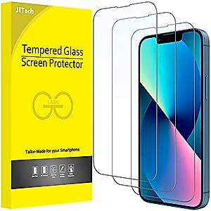 JETech Full Coverage Screen Protector for iPhone 13 mini 5.4-Inch, 9H Tempered Glass Film Case-Friendly, HD Clear, 3-Pack