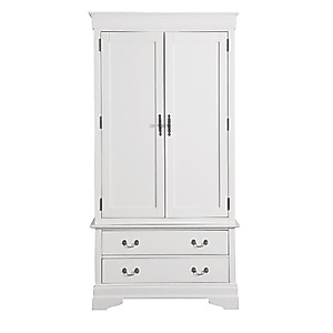 Glory Furniture Louis Phillipe 2 Drawer Armoire in White