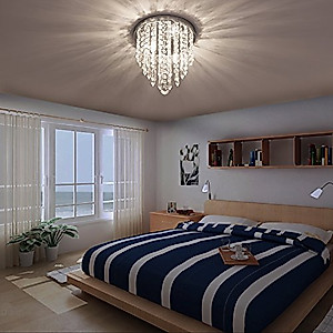 lifeholder Mini Chandelier, Crystal Chandelier Lighting, 2 Lights, Flush Mount Ceiling Light, H10.4'' x W8.66'' Modern Chandelier Lighting Fixture for Bedroom, Hallway, Bar, Kitchen, Bathroom