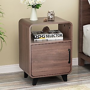 ousamili Nightstand with Open Shelf, Mid Century Modern Bedside Table, End Side Table with Removable Legs, Easy Assembly
