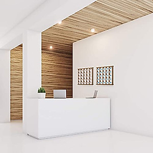 M&T Displays Wall Mount Wooden Rustic Card Holder Organizer 25 (5x5) Clear Acrylic Pockets 5 Tiered Letter Flyers Shelves for Offices Banks Schools Hospitals Natural Wood