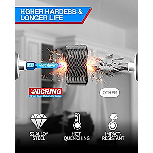 Impact Driver Bit Set Screwdriver Bit Set Blue Titan Coated S2 Steel 1/4 Hex Shank T15 T20 T25 PH1 PH2 SQ1 SQ2 SQ3 SL6-8 24Pcs 1 and 2 Inch Long Magnetic Screwdriver Bits