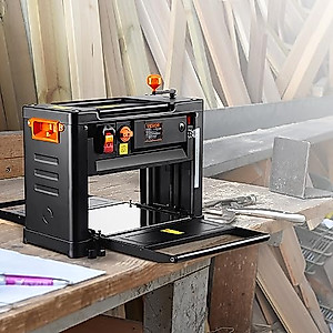 VEVOR Thickness Planer, Two Speed, 13" Width Worktable Benchtop Planer, Three-Blade, 15-Amp 2000W Powerful Motor, 12" Extended Infeeding Table, Low Noise for both hard & soft wood material removal