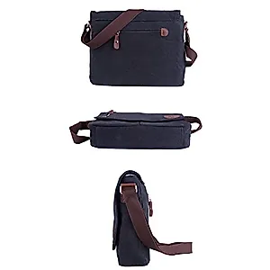 Small Messenger Bag for Men Women Casual Work Bag Canvas Satchel Bag Bookbag for Traveling Camping