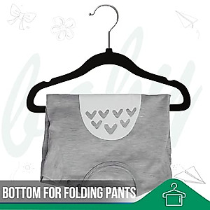 Aubeco Baby Velvet Hangers 60 Pack, 11.7'' Non Slip Felt Hangers for Closet, Baby Clothes Hangers Space Saving, 360° Swivel Hook-Black