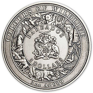 2022 DE Colours of Wildlife PowerCoin Australian Koala 3 Oz Silver Coin 5$ Barbados 2022 Antique Finish