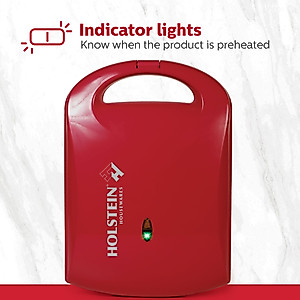 Holstein Housewares - Non-Stick Heart Waffle Maker, Red - Makes 4 Heart-Shaped Waffles in Minutes