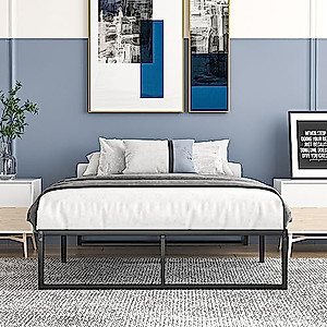 VECELO 14 Inch Queen Size Metal Platform Bed Frame,Industrial（2 Set）