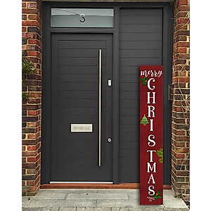 TYmall Christmas Welcome Porch Sign Wood Vertical for Front Door Merry Christmas 3in1 Farmhouse Standing Wooden Home Sign Tall Porch Decor 8X48Inch