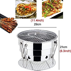 Outdoor BBQ Stainless Steel Barbecue Grill Foldable Portable Stainless Steel Even Heat Sunken Charcoal Trough Charcoal Grill Backyard Patio Garden Picnic